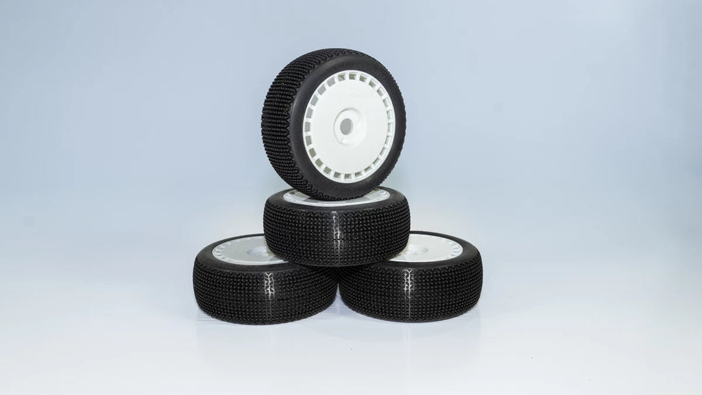 DIALED-RC V1 Super Soft 1/8 Buggy Tires Pre-Glued (Pre-mounted) (White ...