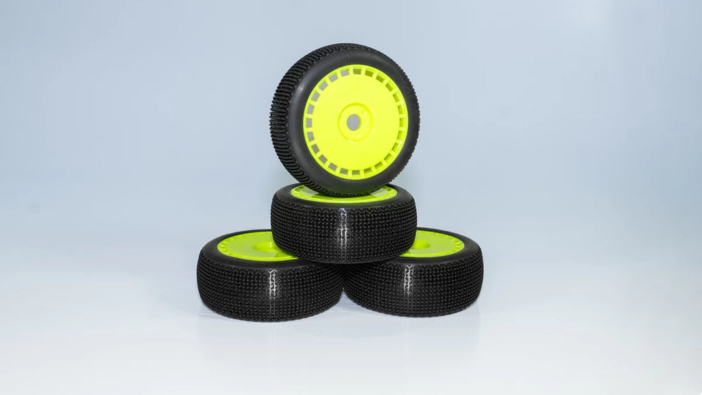 DIALED-RC V1 Super Soft 1/8 Buggy Tires Pre-Glued (Pre-mounted) (Yello ...