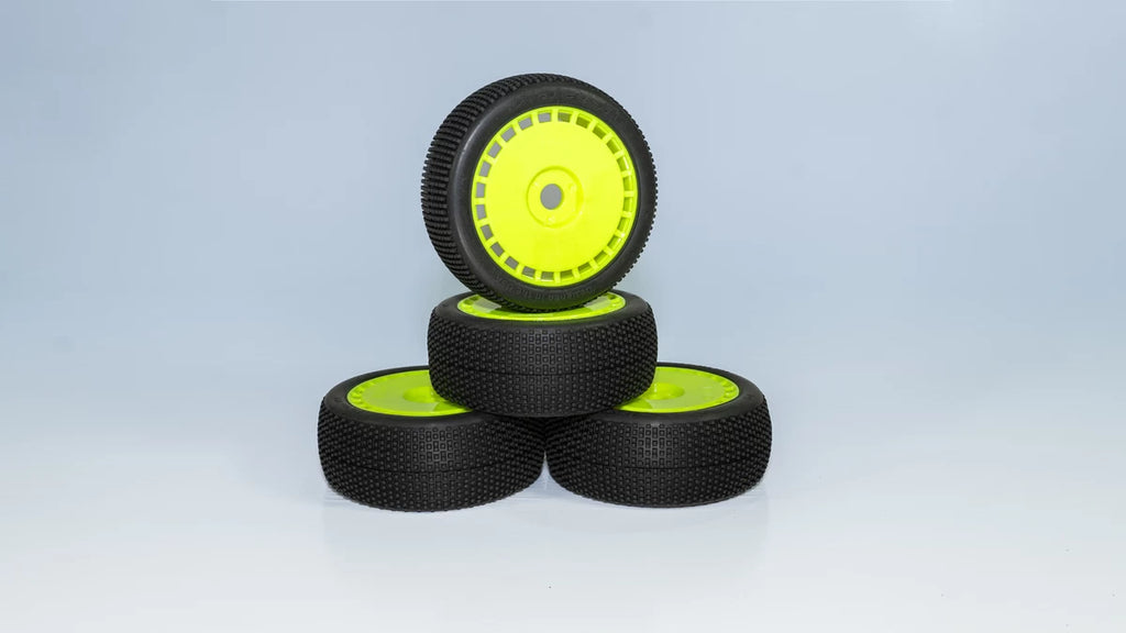 DIALED-RC V4 Super Soft 1/8 Buggy Tires Pre-Glued (Pre-mounted) (Yello ...